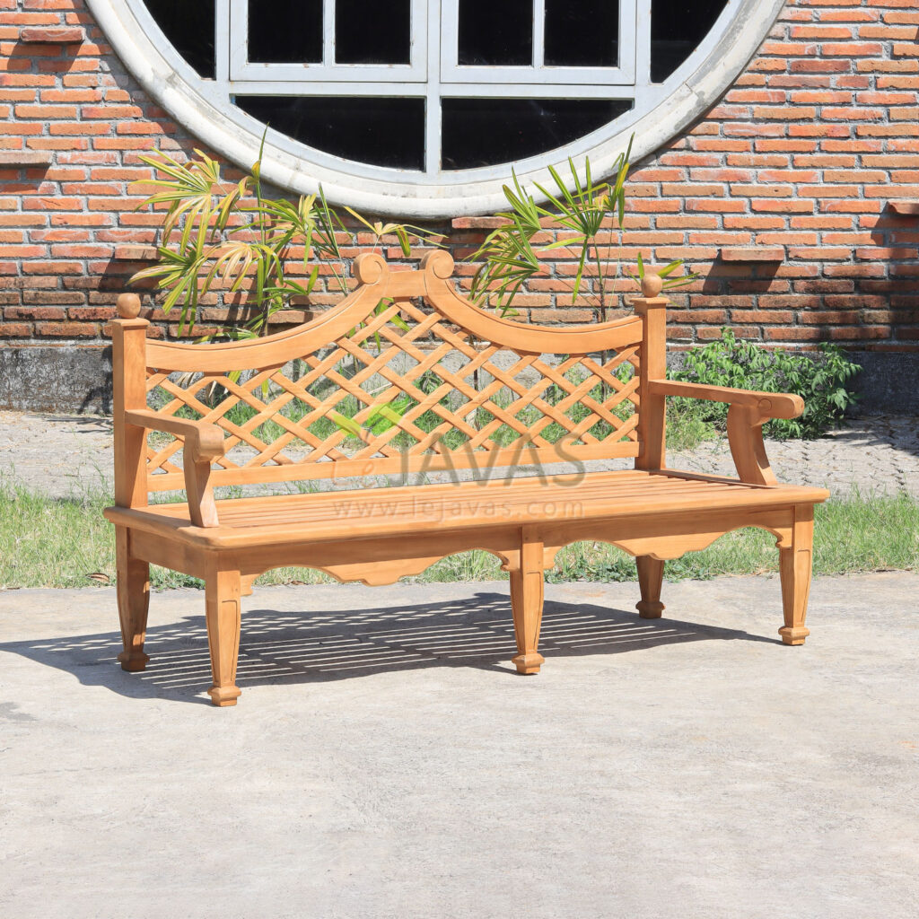 Curve Bench 2 Seater Classic Teak Outdoor Furniture Indonesia